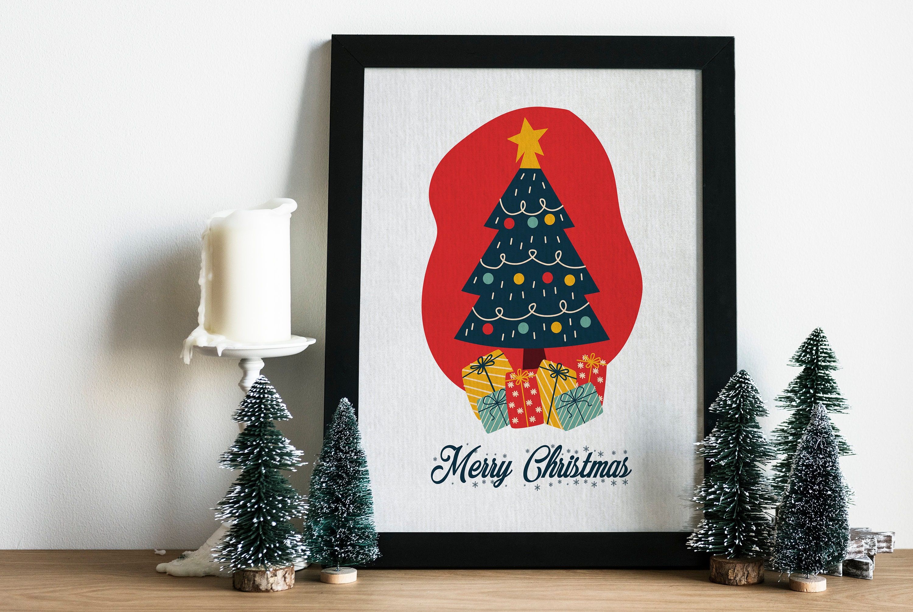 Christmas Tree Poster. Merry Christmas Poster. Digital Printing ...