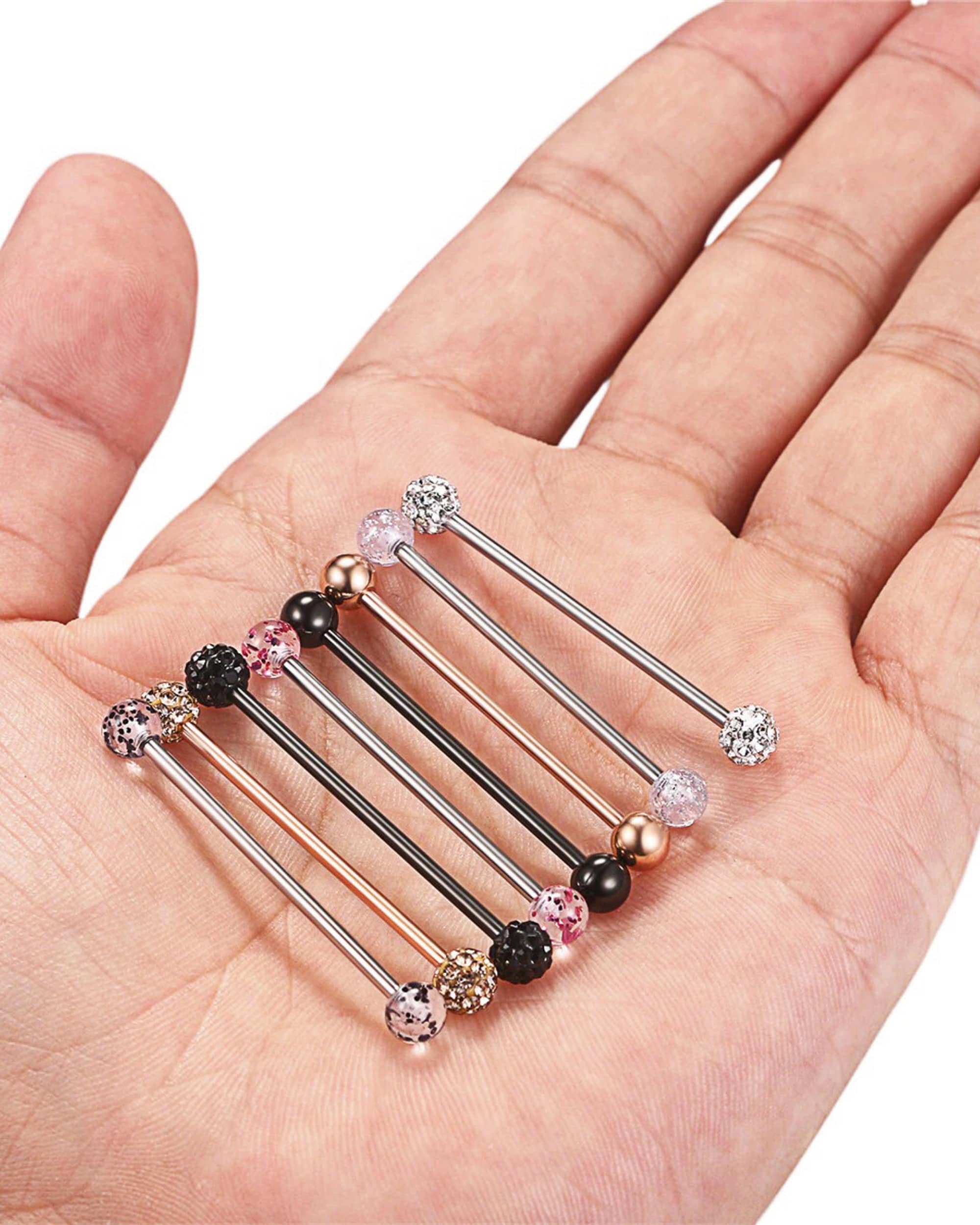 14G Surgical Steel Navel Belly Button Rings Set, Mixed Colors, 3 Sizes ...
