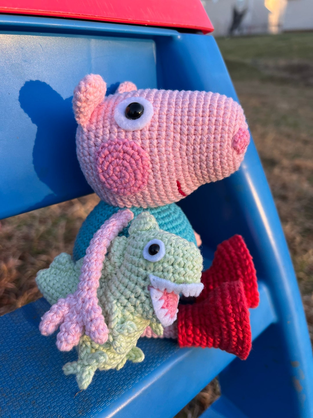 George Pig With Welly Boots and Mr.dinosaur Crochet Pattern - Etsy