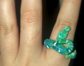 Realistic Clay Snake Ring Ball Python Handmade, Adjustable Ring - Etsy