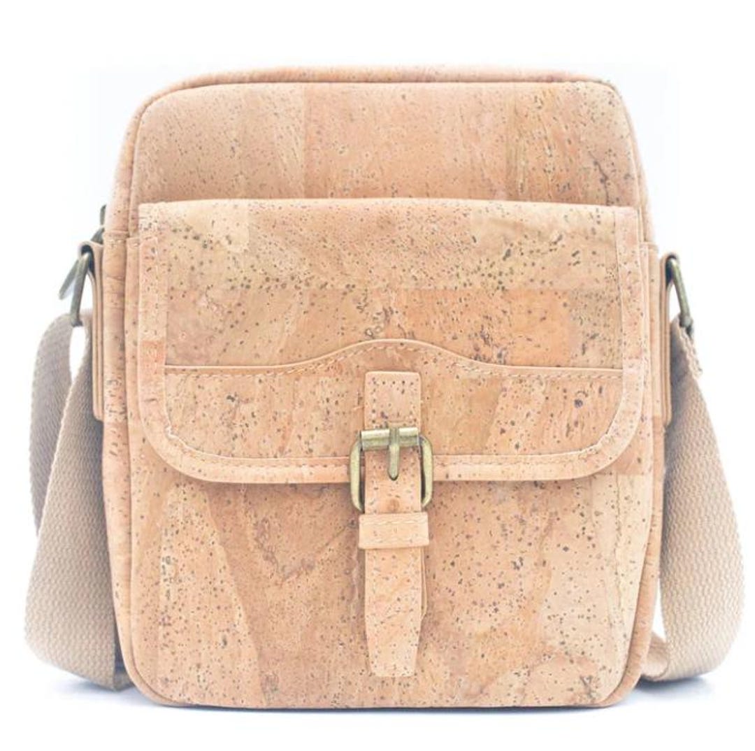 Natural Cork Men's Crossbody Bag Magnetic Closure/ Cork Bag Made With ...