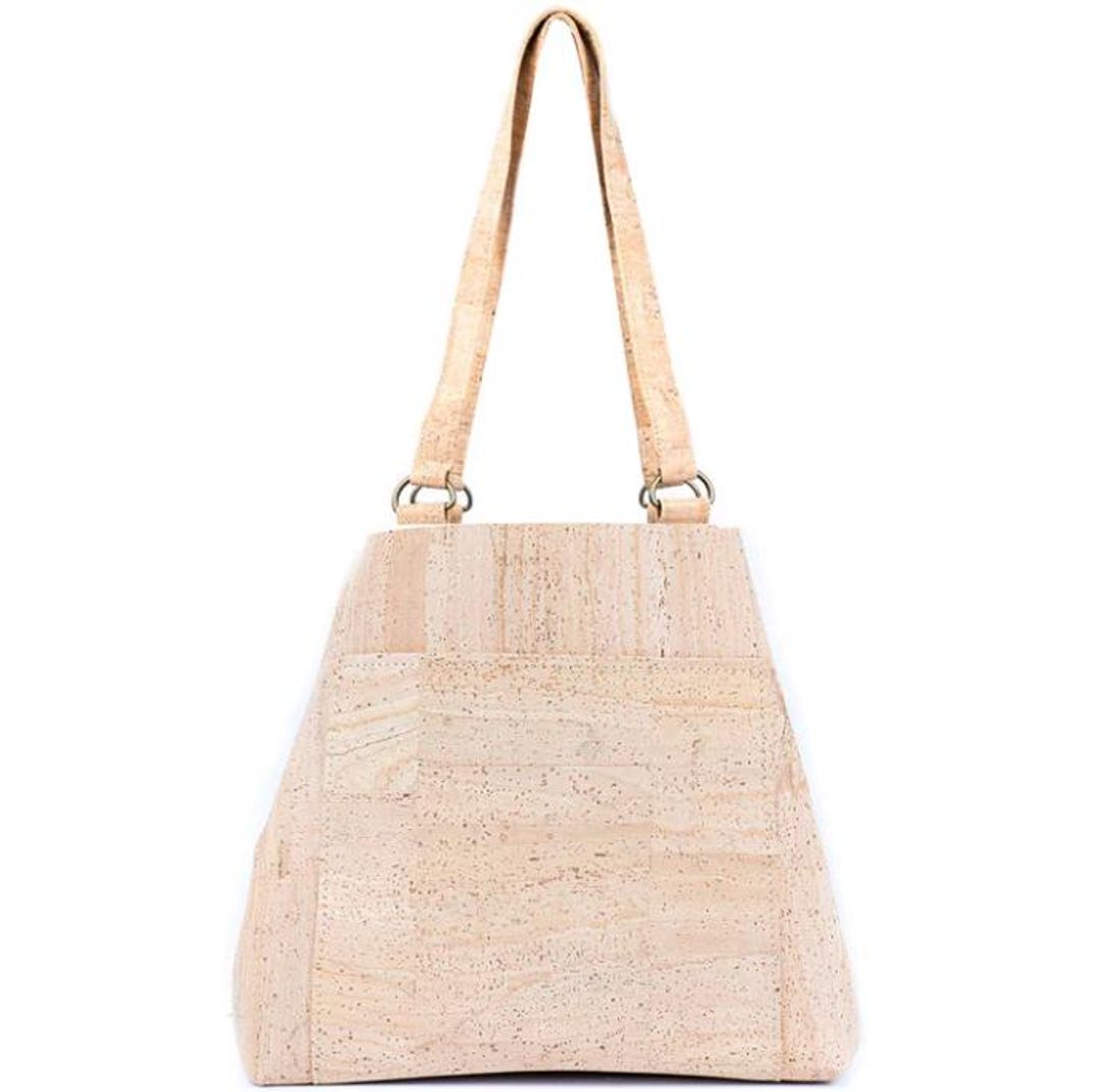 Cork Women's Tote Bag With Front Pocket/ Cork Tote Bag/ Cork Bag Made ...