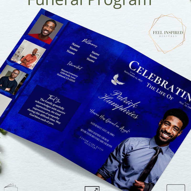 Blue Funeral Template - Etsy