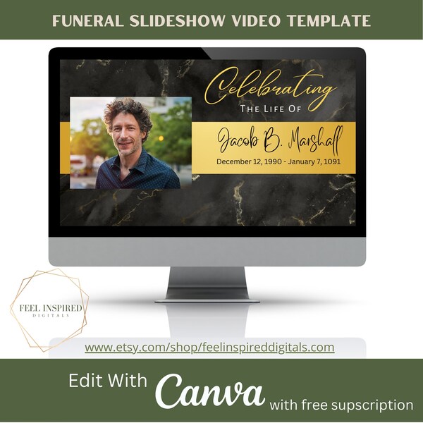 Funeral Slideshow Template Canva - Etsy