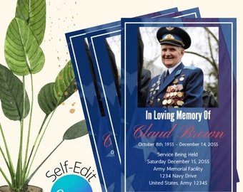 Obituary Template for Men and Women Veteran Focused Military Funeral ...