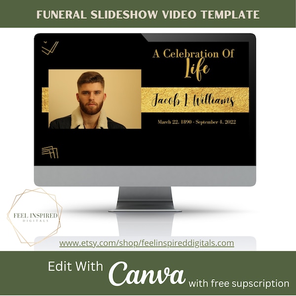 Funeral Slideshow Template Canva - Etsy