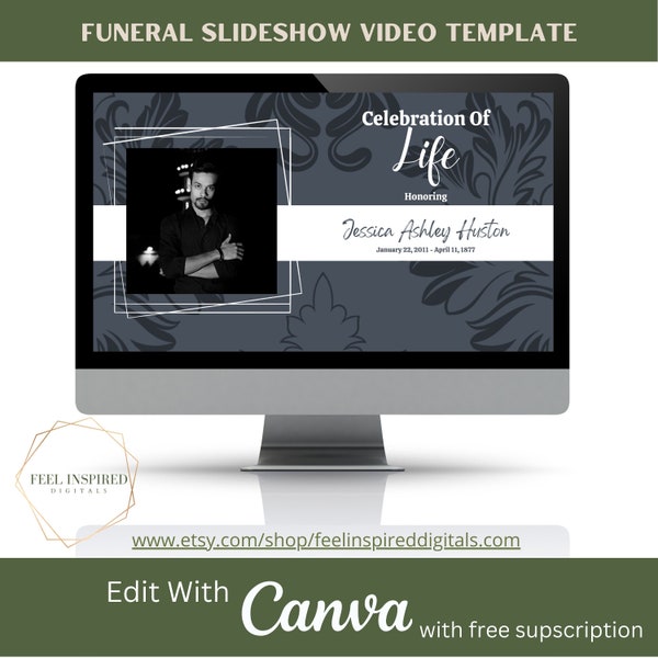 Funeral Slideshow Template Canva - Etsy