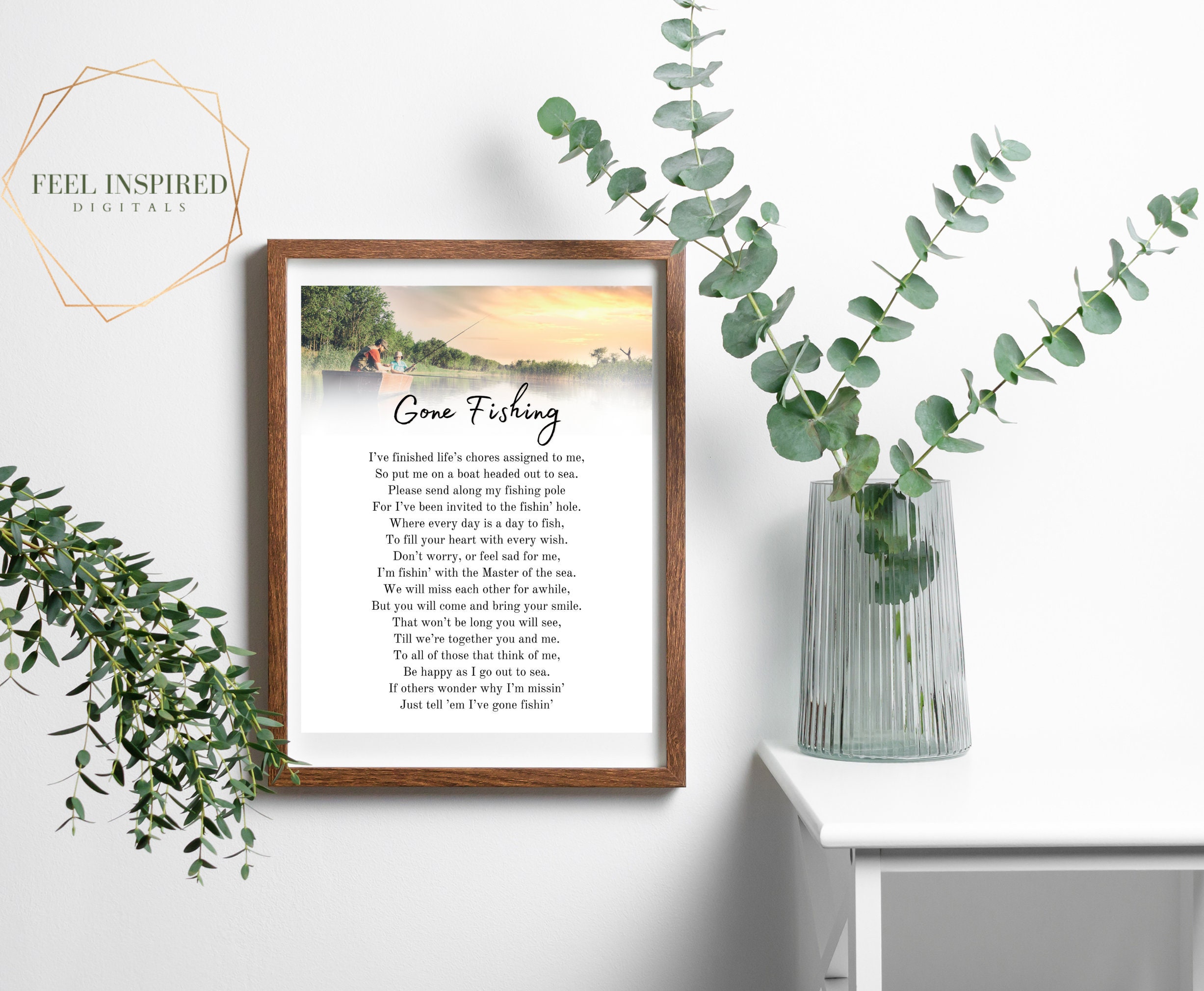 Gone Fishing Memorial Poem Printable With Picture. Celebration of Life ...