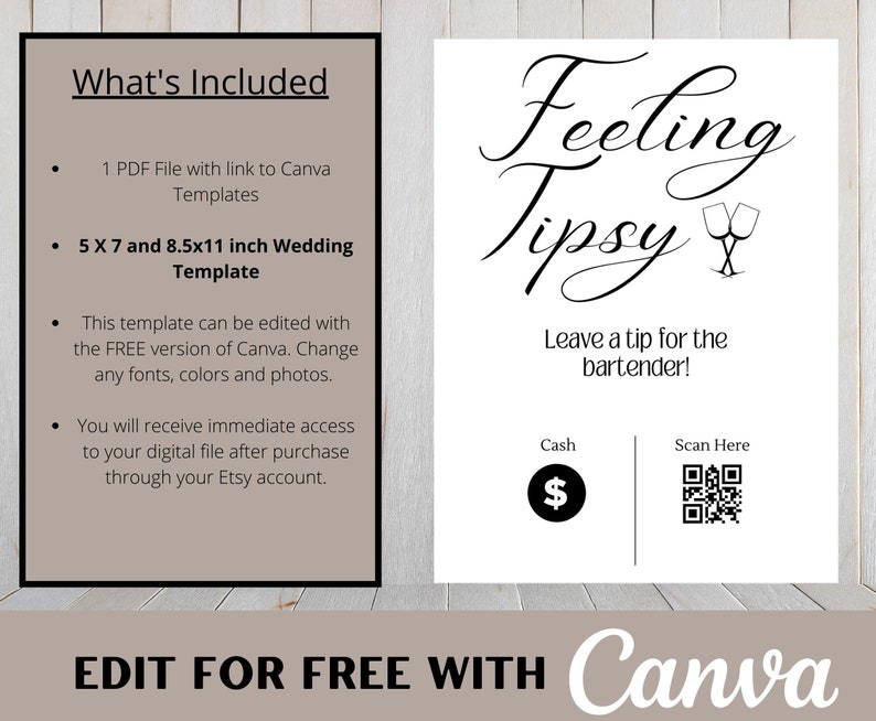 Bartender Feeling Tipsy Tip Sign. Virtual Tip Jar. Scan to Pay - Etsy