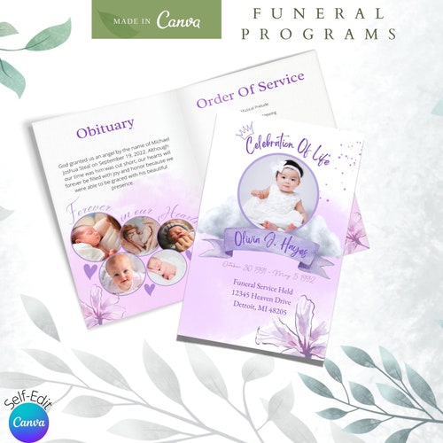 Baby/child Funeral Program Template Girl/female Obituary - Etsy