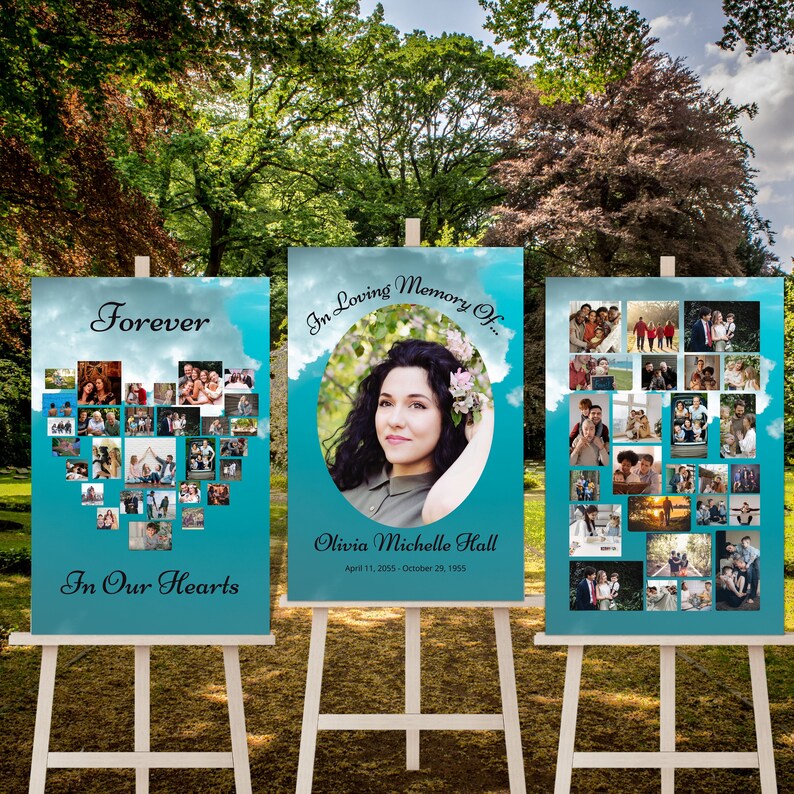 Blue Funeral Display Welcome Sign 3 Large Funeral Posters - Etsy