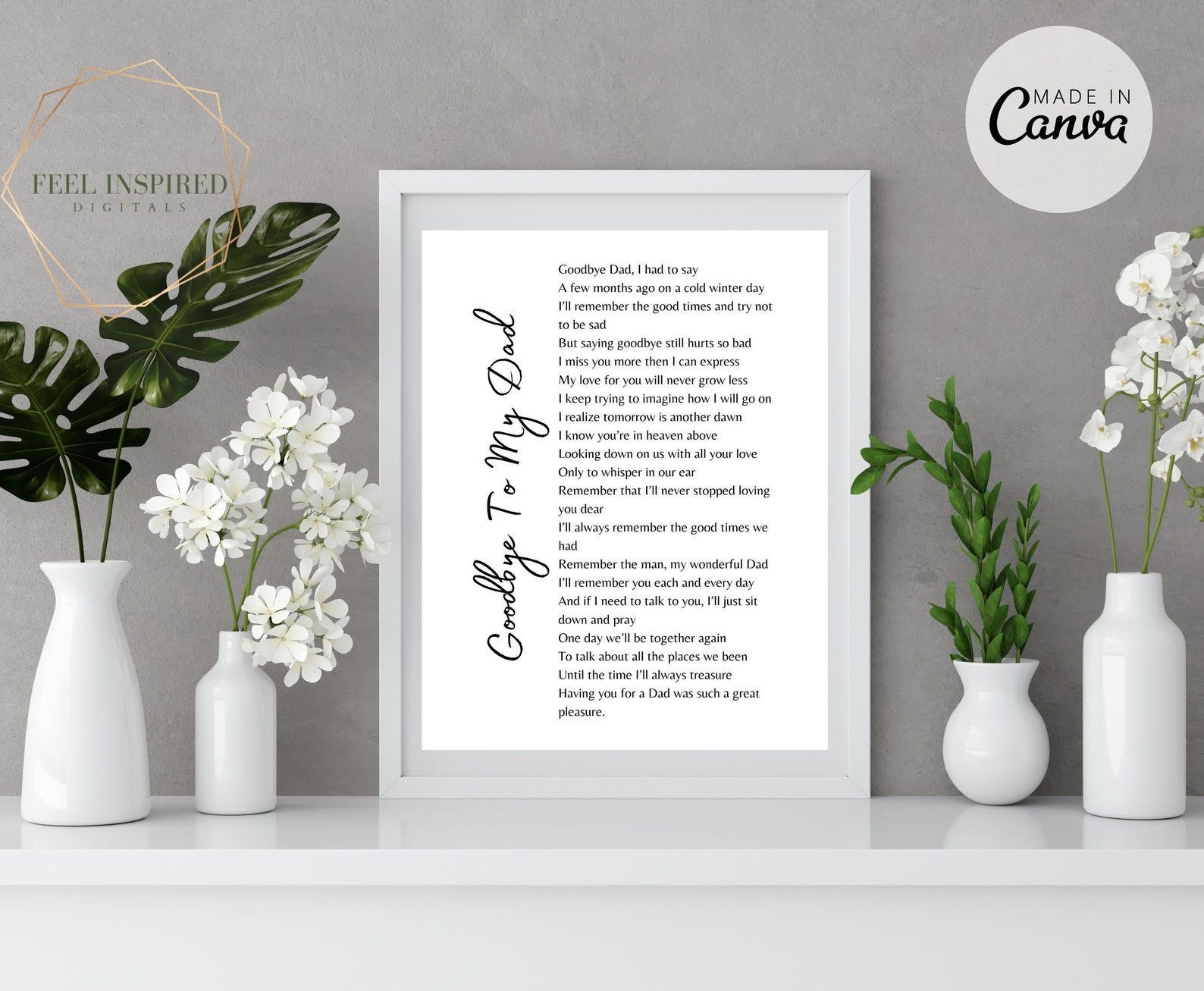Goodbye to My Dad Memorial Poem Printable, Celebration of Life, Funeral ...