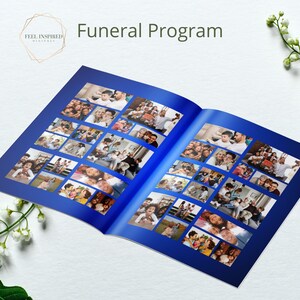 Blue and Gold Homegoing Celebration Funeral Program, Tabloid Template ...
