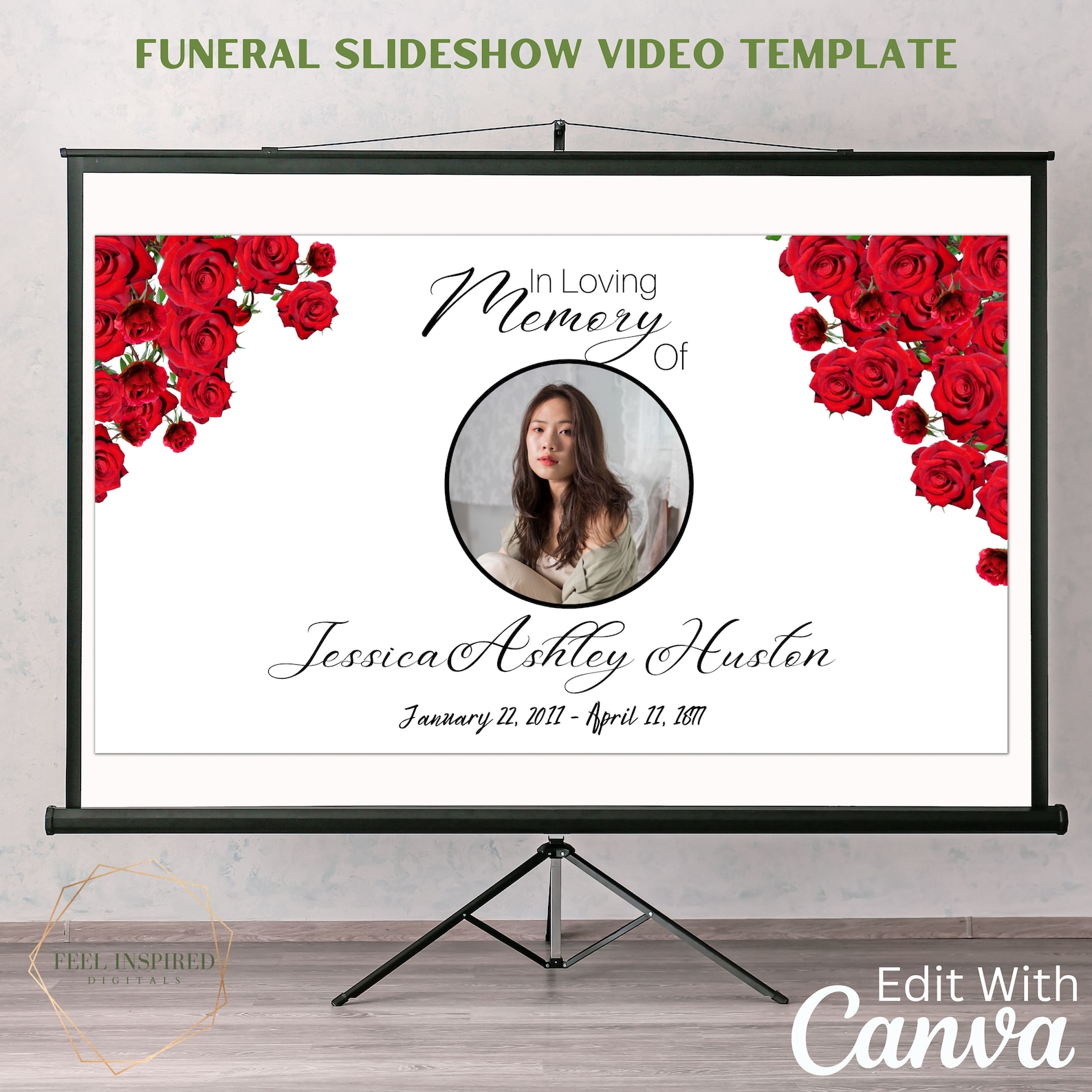 Red Roses Funeral Slideshow Presentation Memorial Video. - Etsy