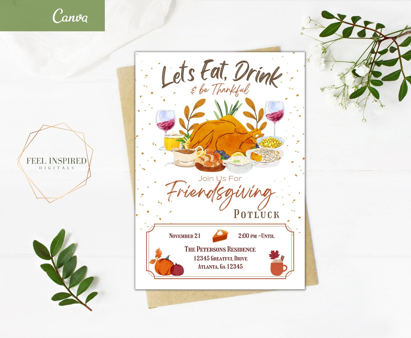 Editable Thanksgiving Invitation Flyer. Friendsgiving Invite - Etsy