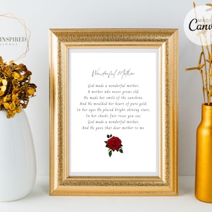 Wonderful Mother Memorial Poem Printable | Mom Celebration of Life ...