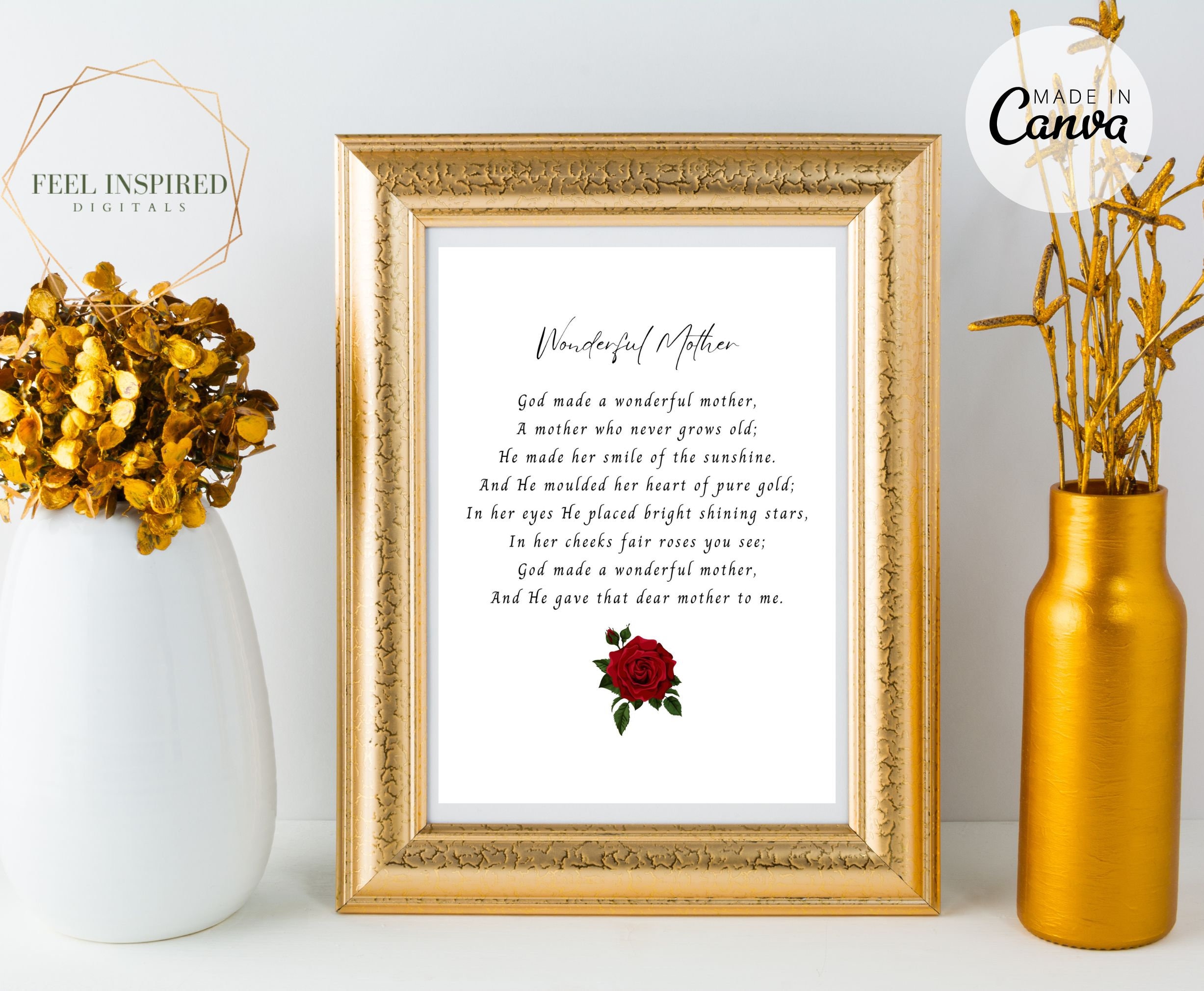 Wonderful Mother Memorial Poem Printable. Mom Celebration of - Etsy