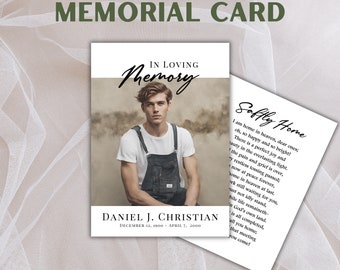 Personalized Memorial Cards Red Roses Funeral Prayer Keepsake Printed ...