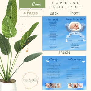 Baby/child Blue Funeral Program Template. Boy/male Obituary. Canva Self ...