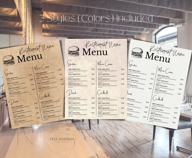 Restaurant Menu Canva Template Food Price List DIY Small - Etsy