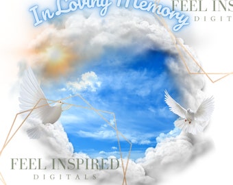 Blue Sky and Clouds in Loving Memory PNG. Memorial Background With ...
