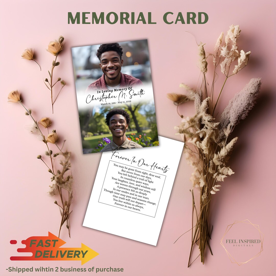 Custom Memorial Prayer Cards: Funeral Keepsake, Printed & Personalized ...