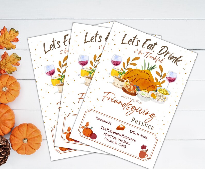 Editable Thanksgiving Invitation Flyer. Friendsgiving Invite - Etsy