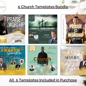 Church Flyer Bundle Deal. 6 Canva Templates Included. DIY Praise and ...