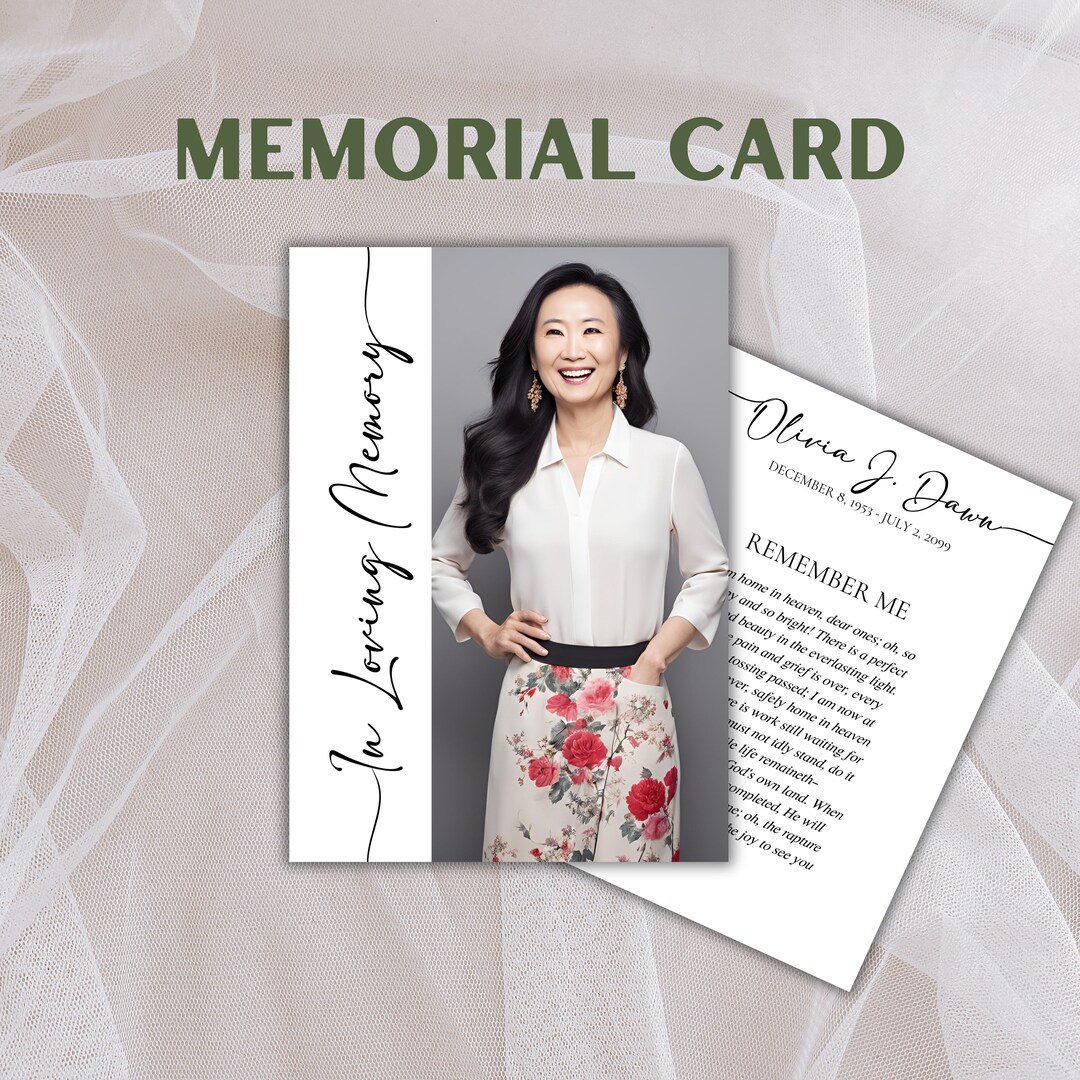 Personalized Prayer Cards | Custom Photo Memento | Funeral Keepsake ...