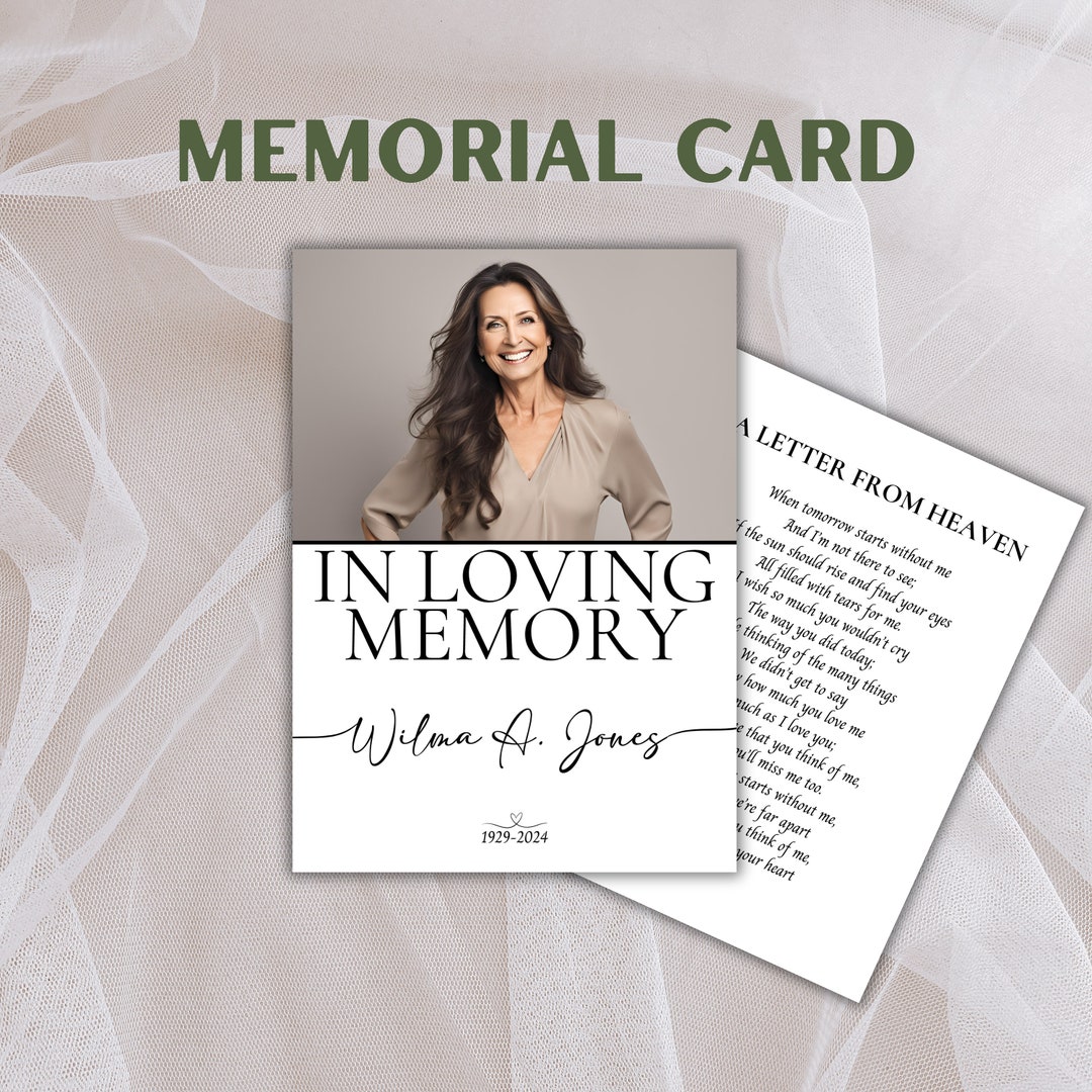 Personalized Prayer Cards | 'in Loving Memory' Custom Photo Memento ...