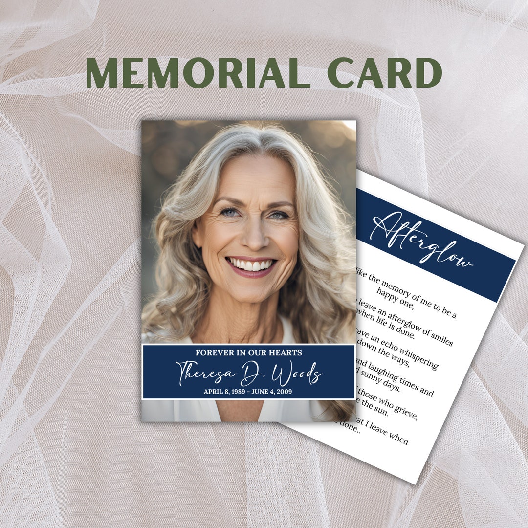 Printed Memorial Cards | Personalized Memento With Photo | Funeral ...