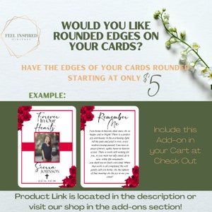 Personalized Memorial Cards | Red Roses | Funeral Prayer Keepsake ...