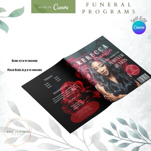 Obituary Template. Red Roses Funeral Program. - Etsy