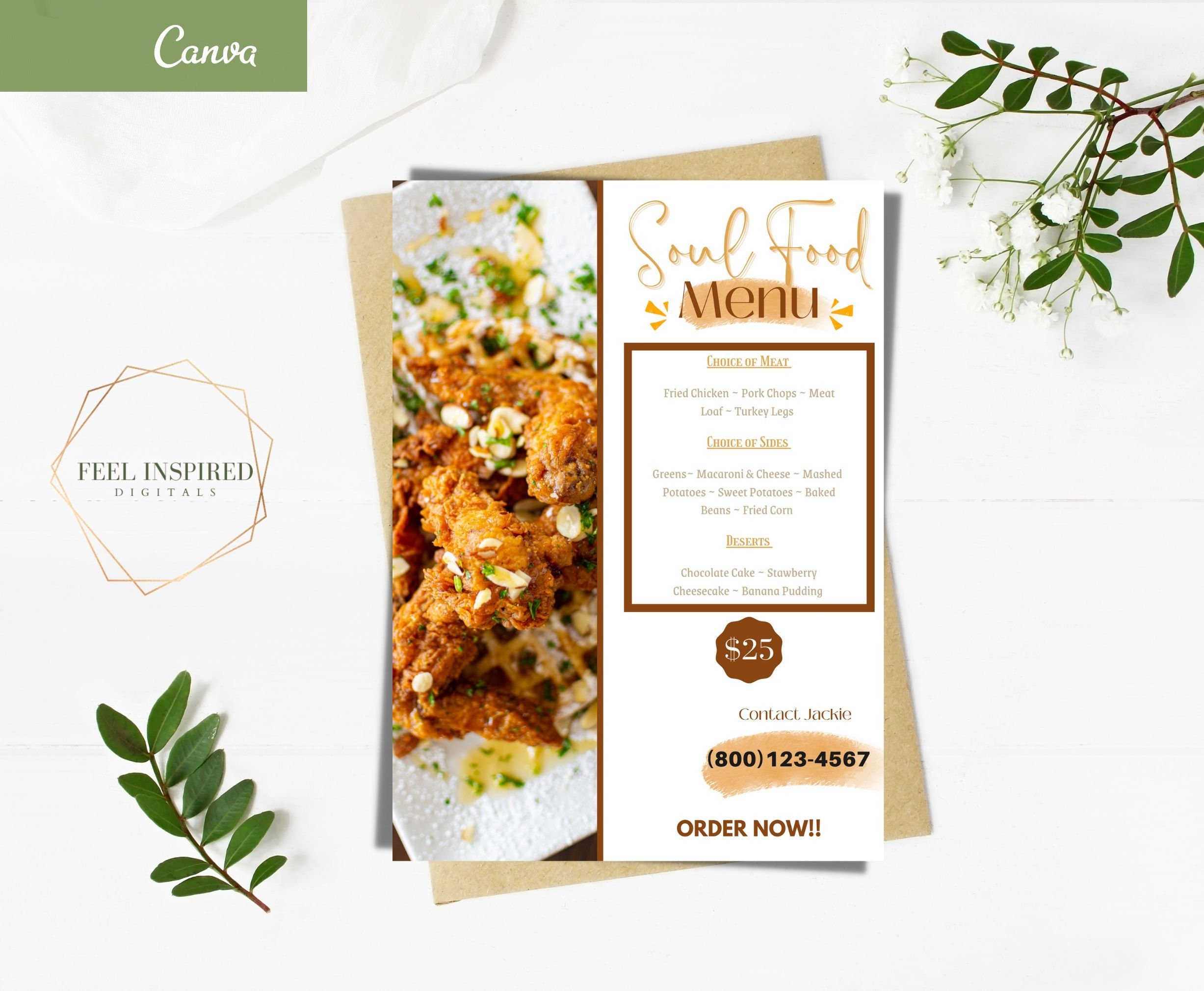 Soul Food Menu Flyer. 5x7in Canva Template. Small Business - Etsy