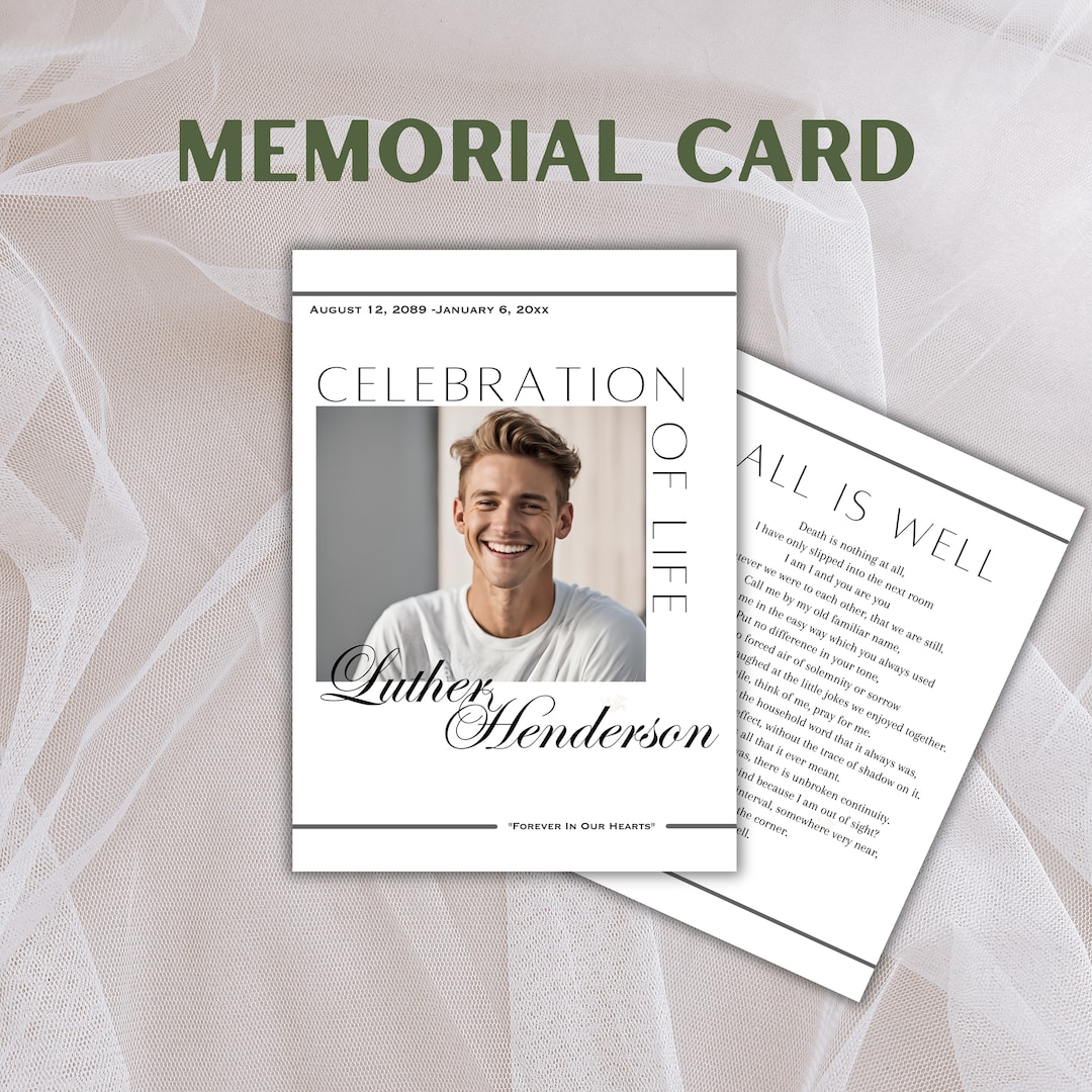 Personalized Memorial Cards | Simple Modern Style | Funeral Prayer ...