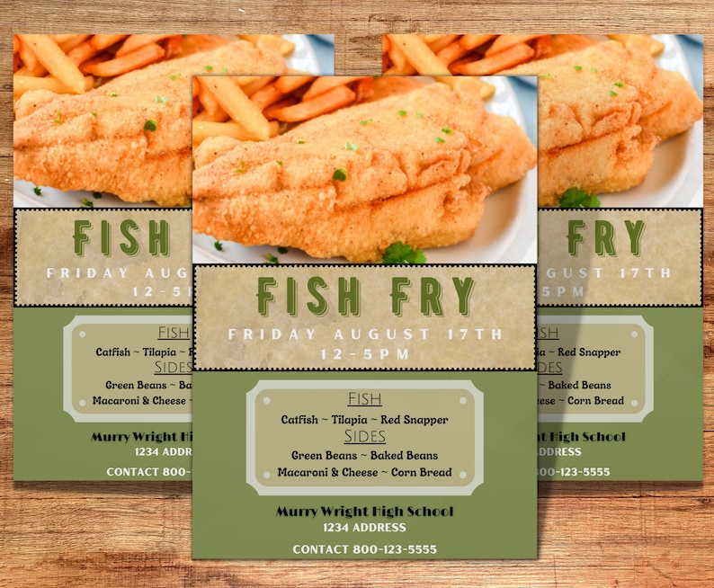 Editable Fish Fry Flyer. 5x7 DIY Printable. Canva Template - Etsy