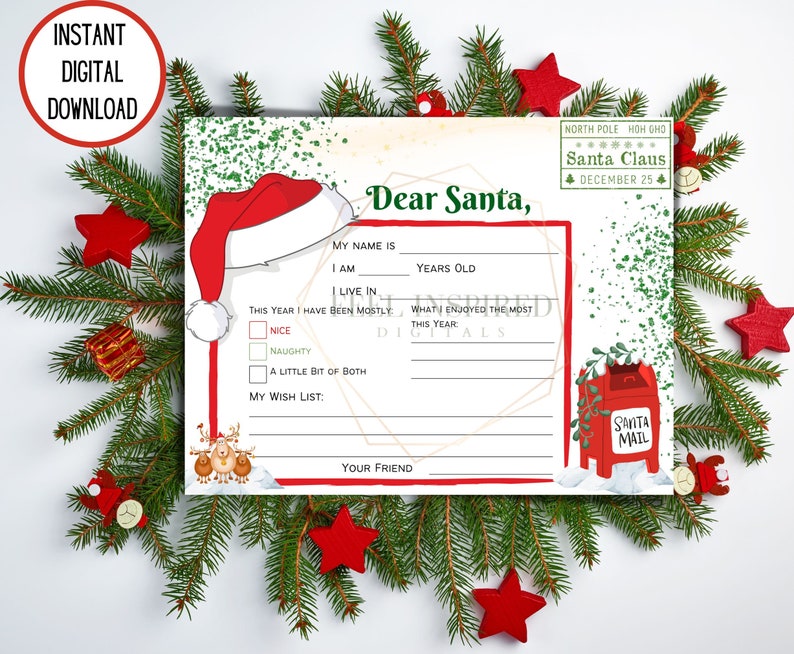 Letter to Santa Claus Activity Sheet. Christmas Printable. - Etsy