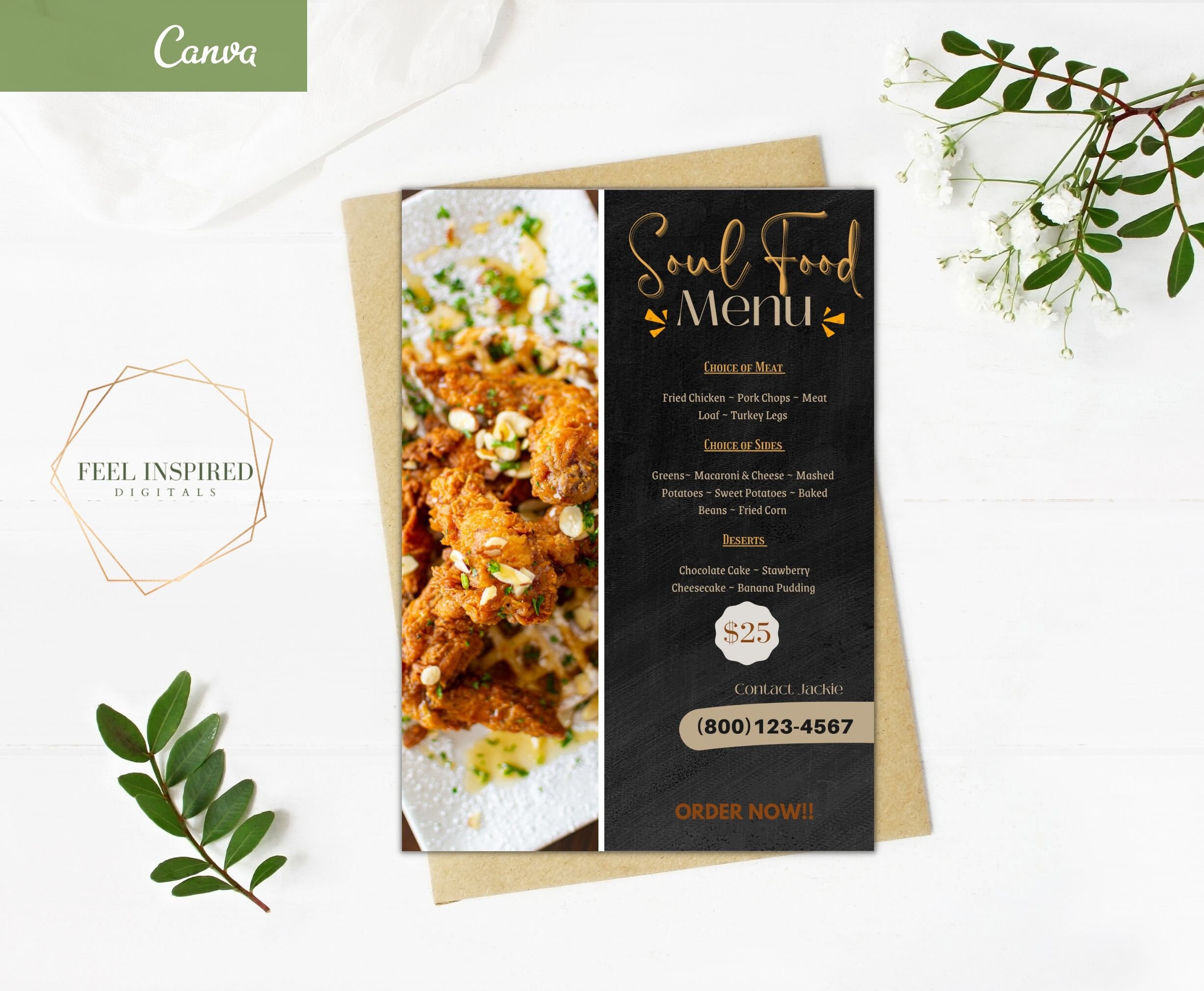 Soul Food Dinner Menu. Business Canva Template Advertisement - Etsy