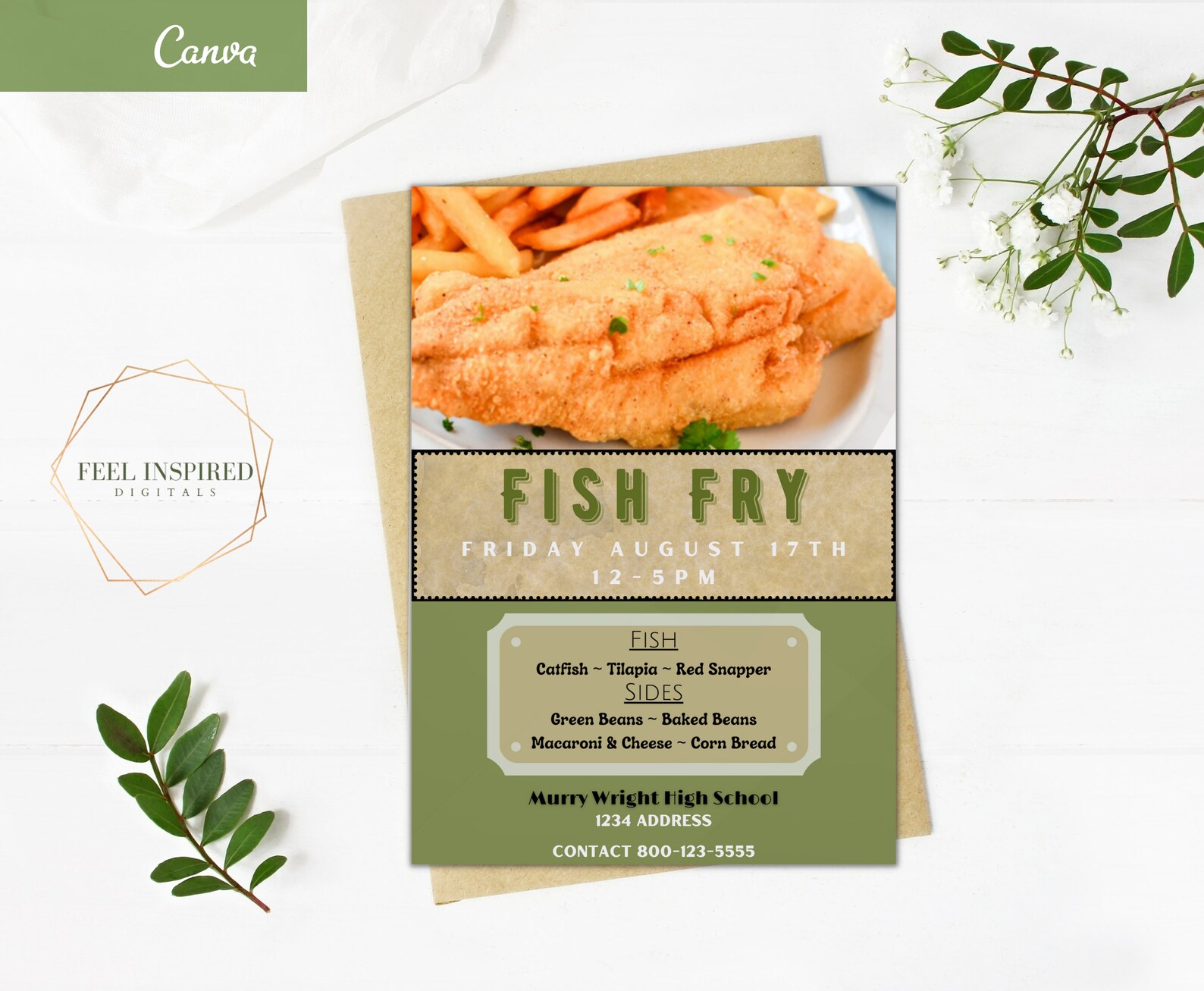 Editable Fish Fry Flyer. 5x7 DIY Printable. Canva Template - Etsy