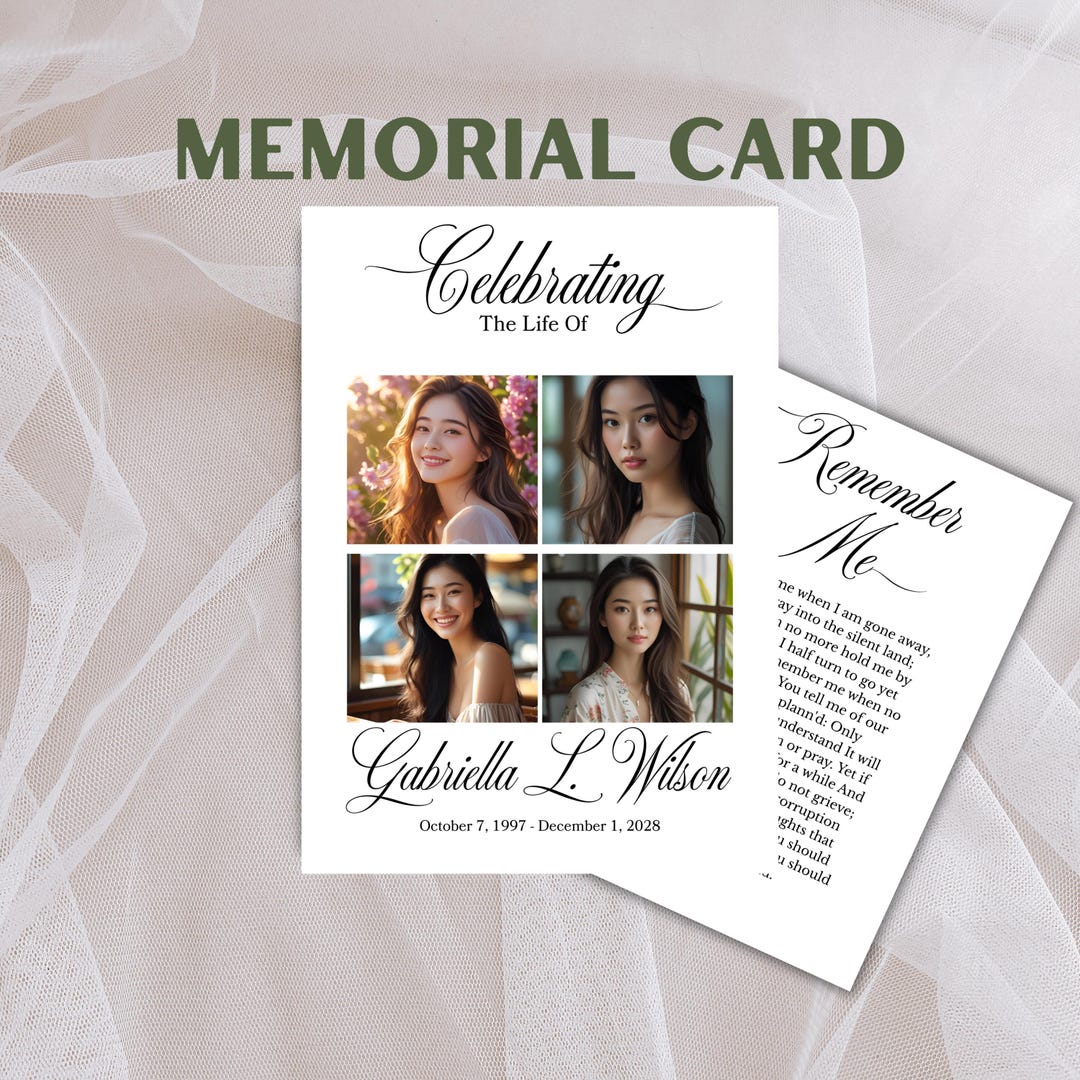 Personalized Memorial Card With Photo: Celebration of Life Keepsake - Etsy