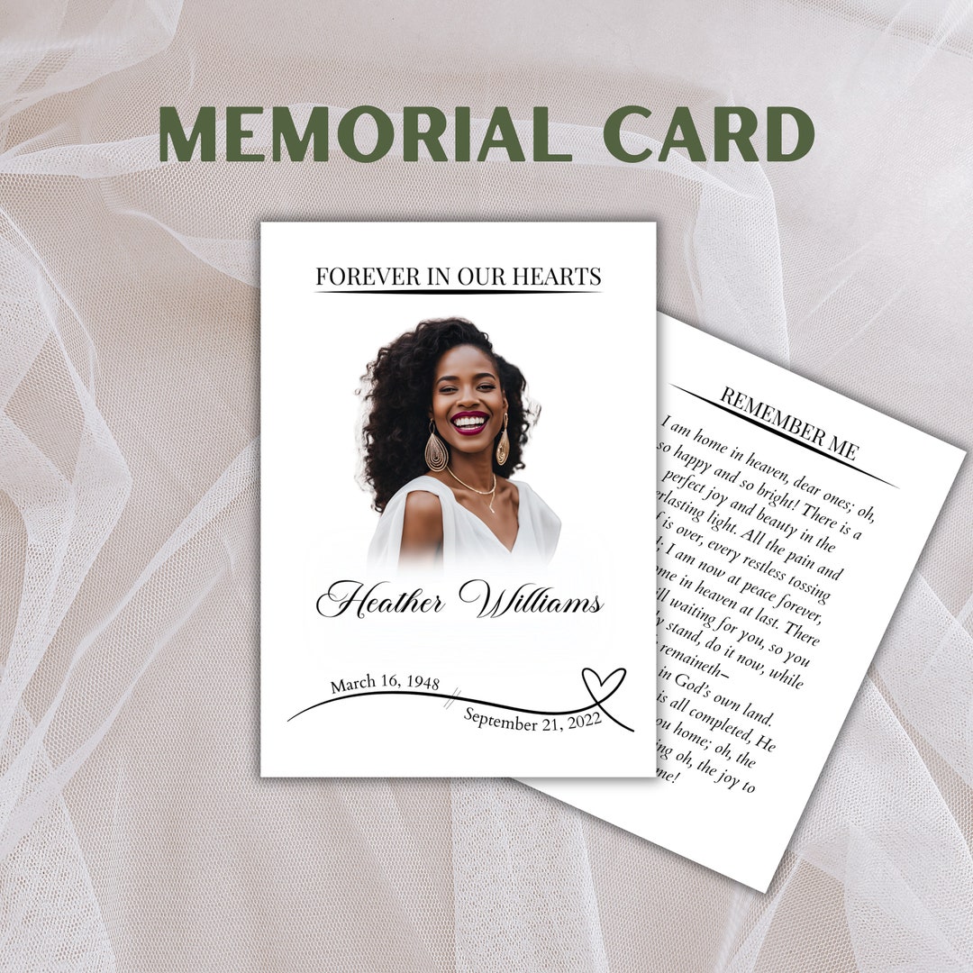Personalized Prayer Cards | Custom Photo Memento | 'simple Hearts ...
