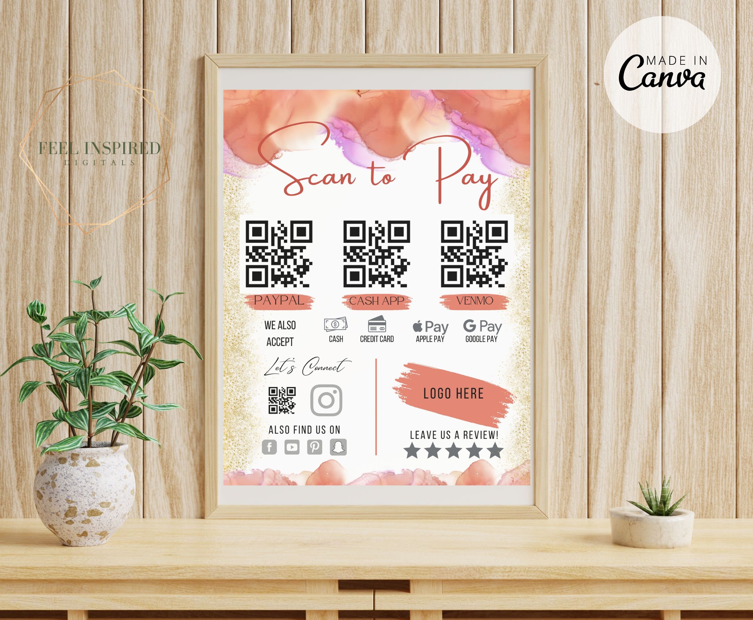 Scan to Pay Editable Canva Template. Scan and Pay Sign. - Etsy