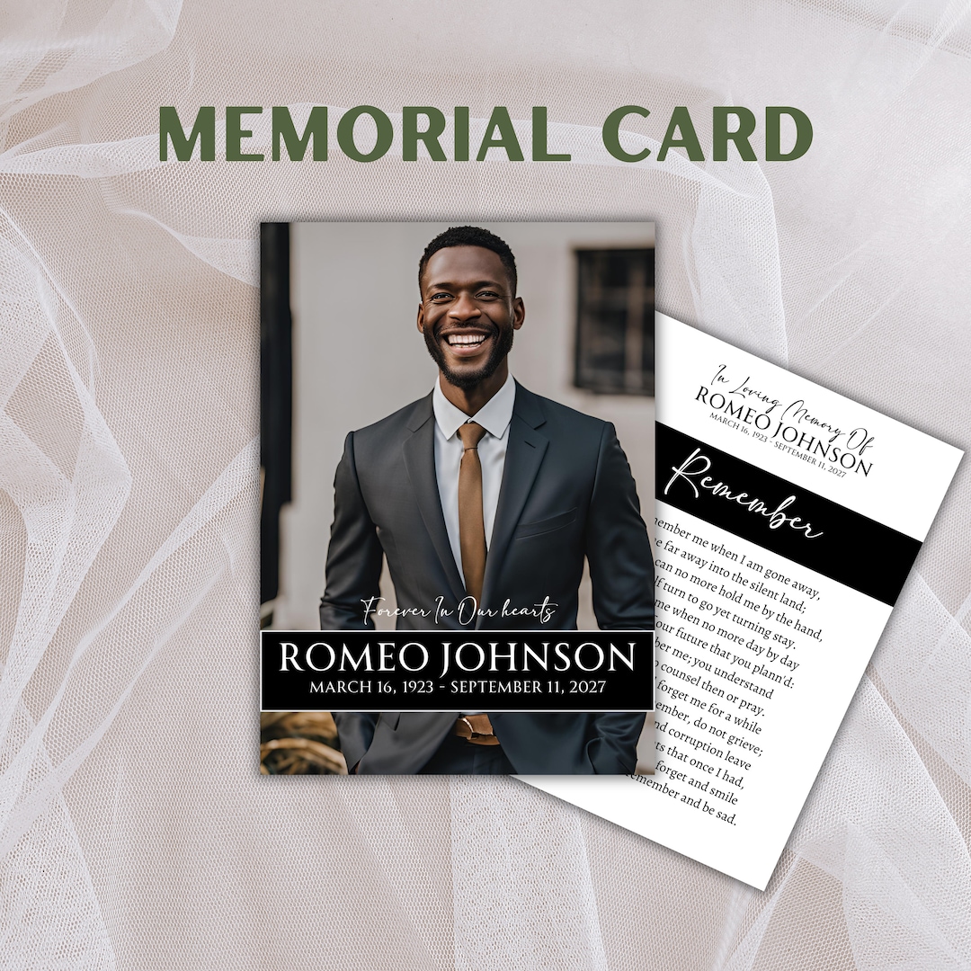 Personalized Photo Memorial Cards: Funeral Keepsake - Etsy