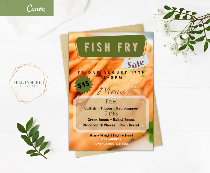 Fish Fry Flyer Template. 5x7 DIY Printable. Editable Canva - Etsy