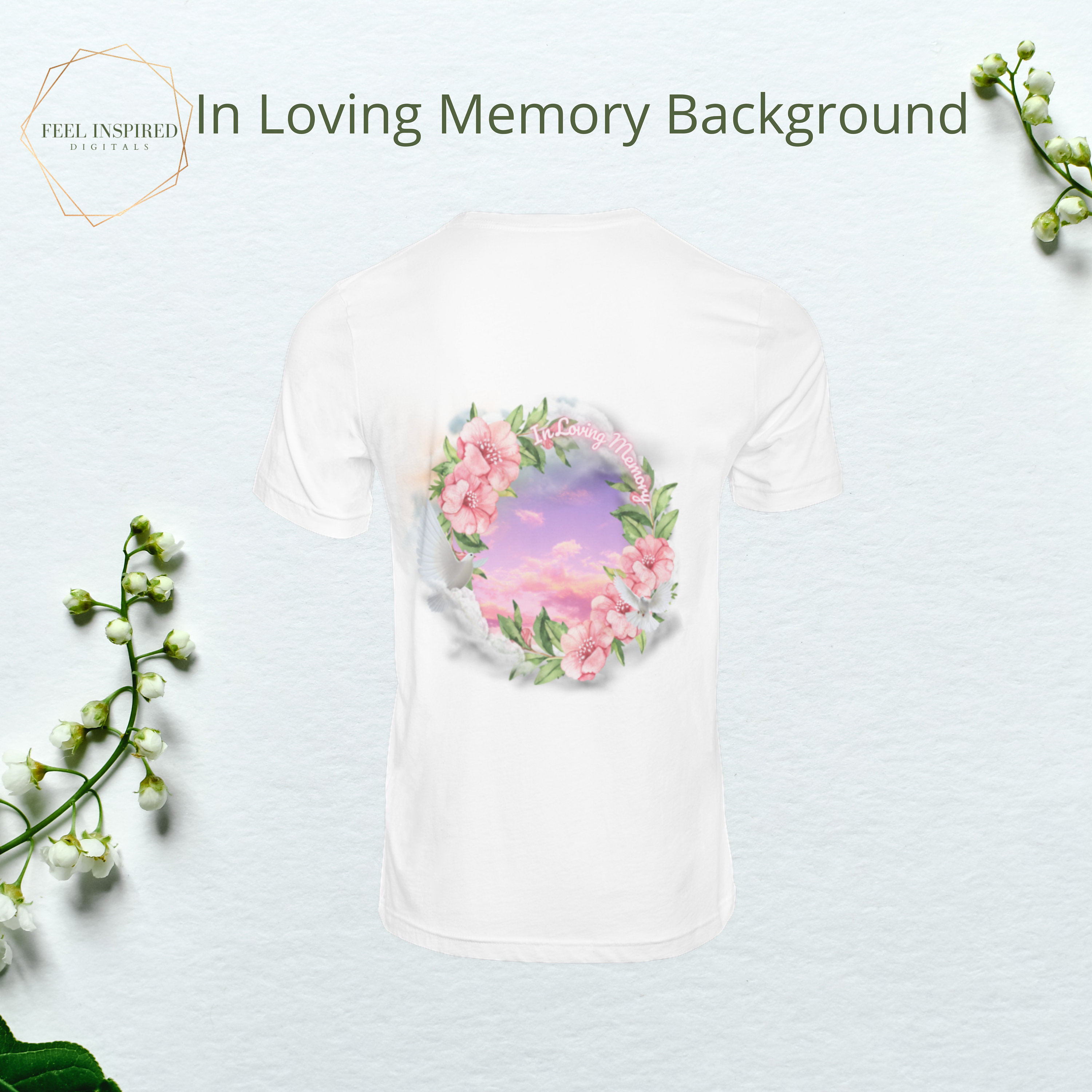 In Loving Memory PNG: Pink Sky, Flowers, Memorial Background (digital ...
