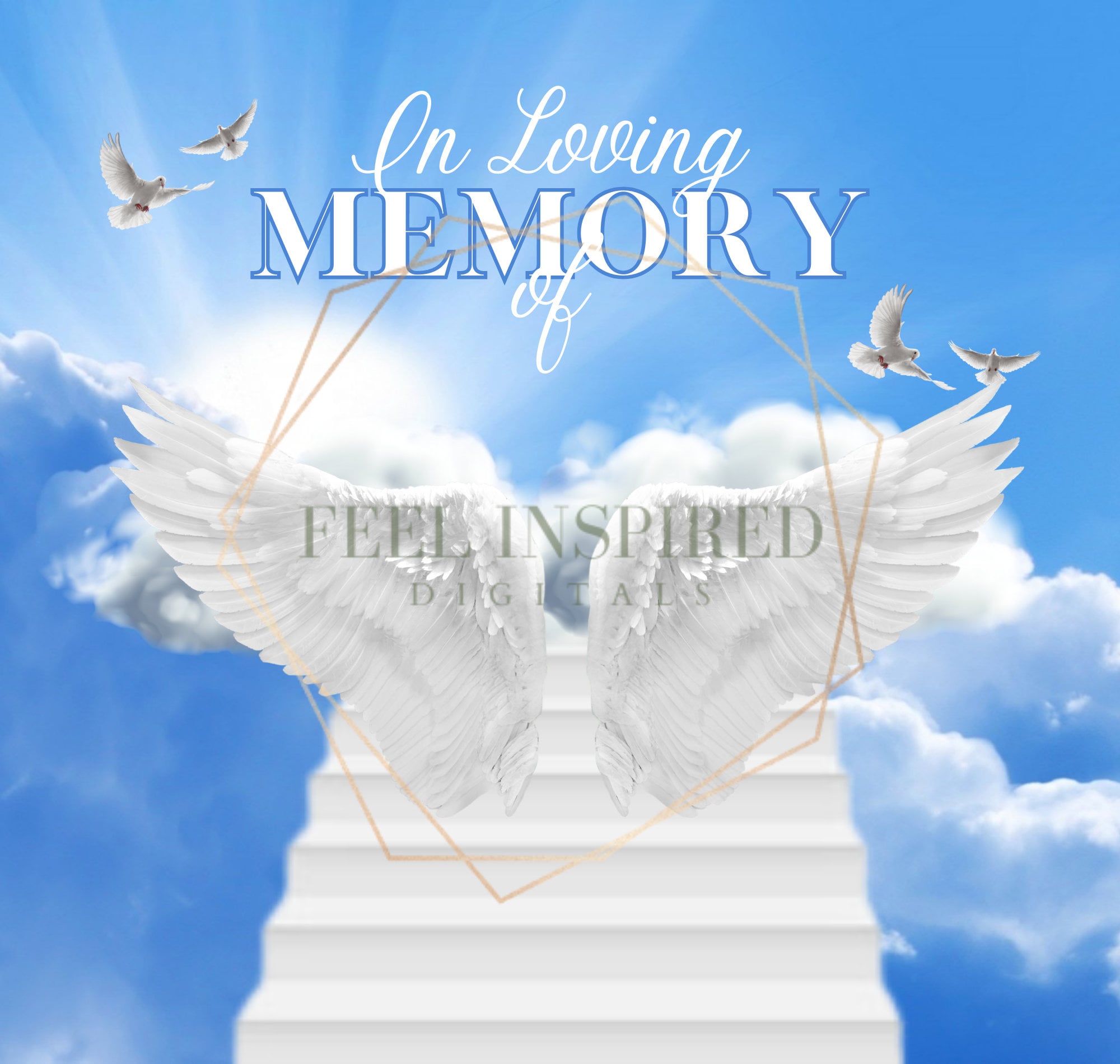 Blue Sky and Clouds in Loving Memory PNG. Memorial Background - Etsy