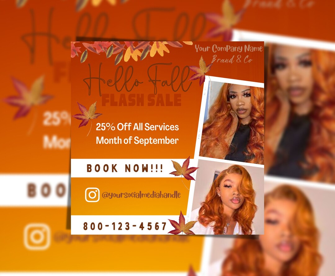 Hello Fall Flyer Template Fall Sale Canva Template DIY. - Etsy
