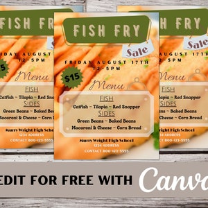 Fish Fry Flyer Template. 5x7 DIY Printable. Editable Canva Template - Etsy