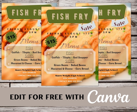 Fish Fry Flyer Template. 5x7 DIY Printable. Editable Canva - Etsy