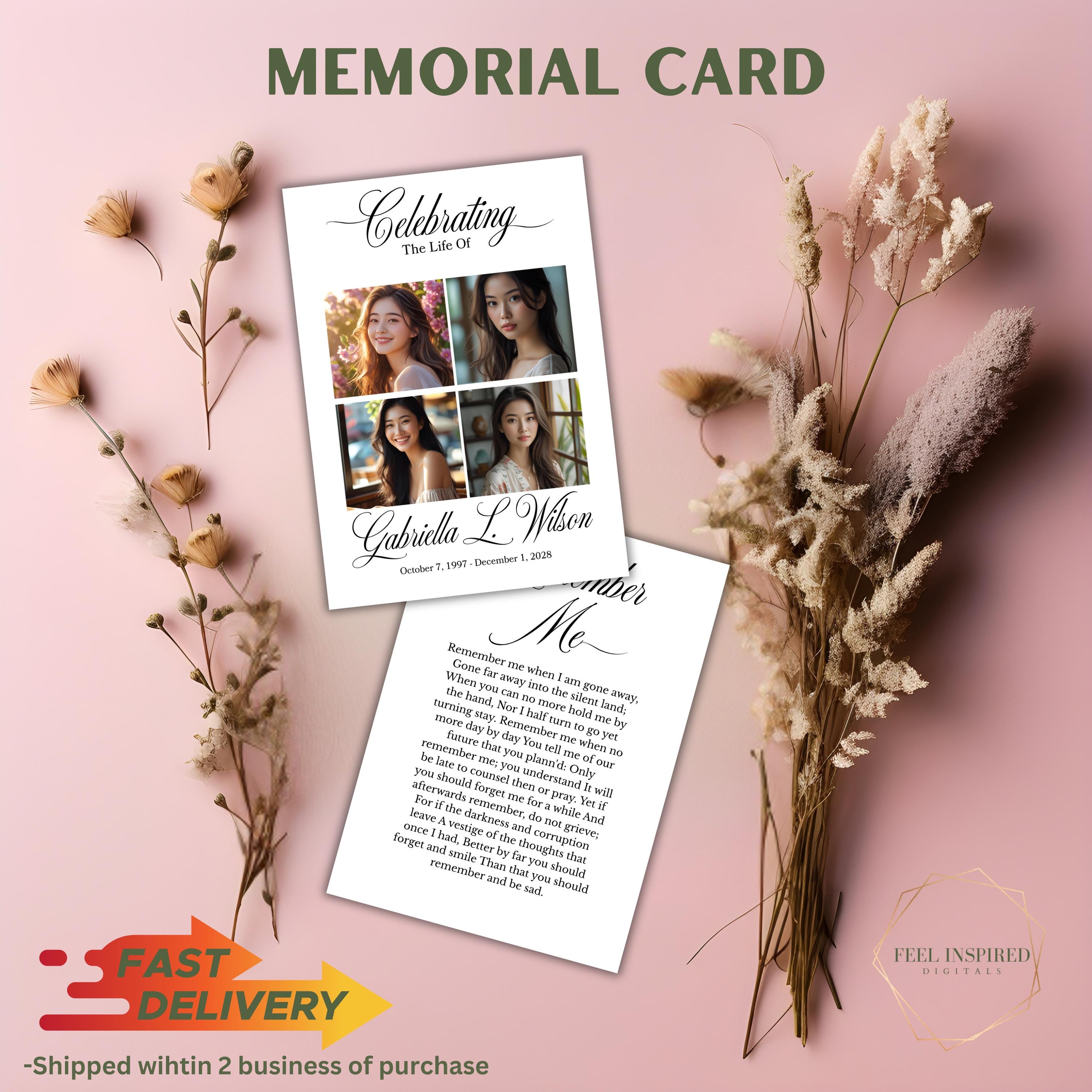 Personalized Memorial Card With Photo: Celebration of Life Keepsake - Etsy